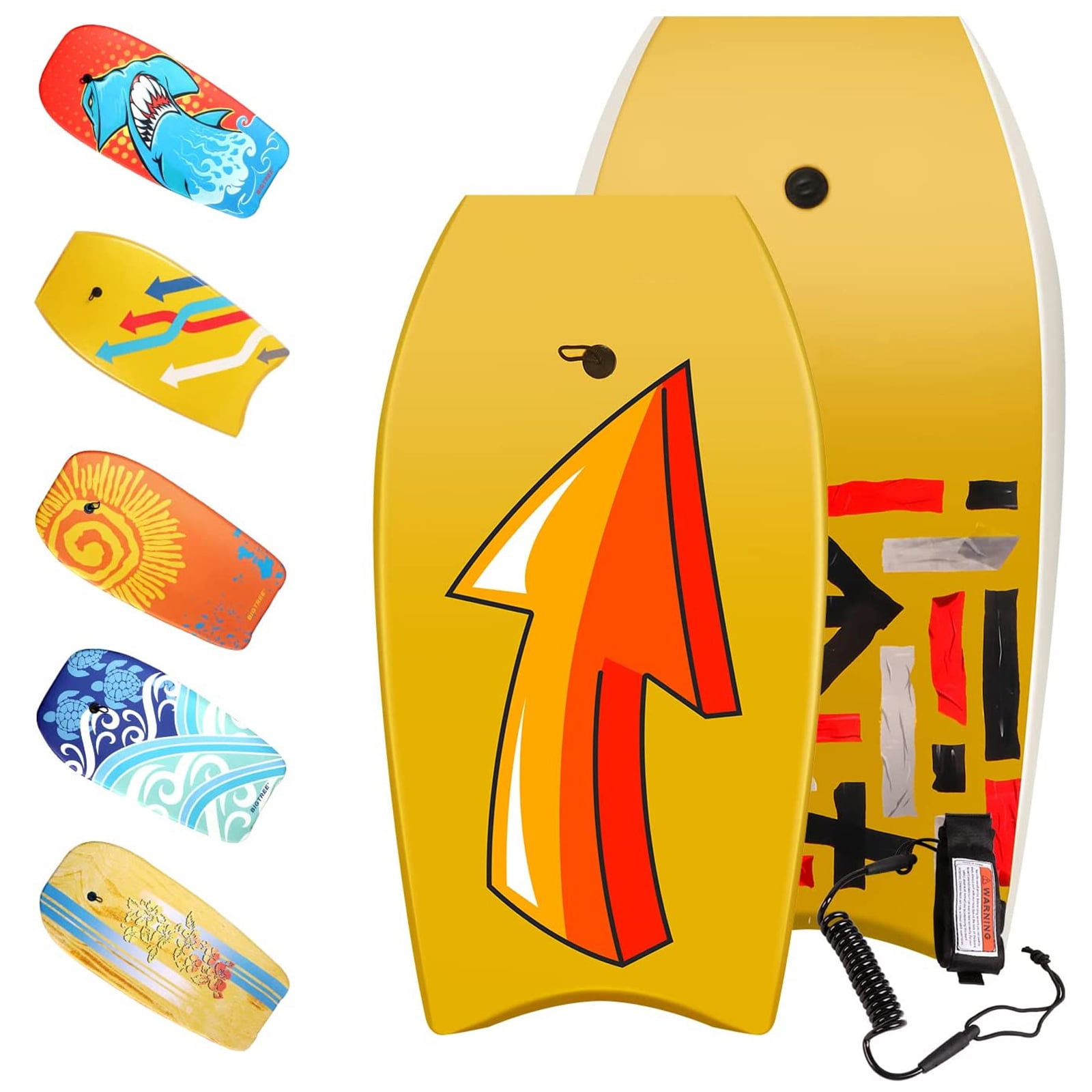 BIGTREE Lightweight Body Beach Board with Leash, Adult 37″ Surfing Wake ...