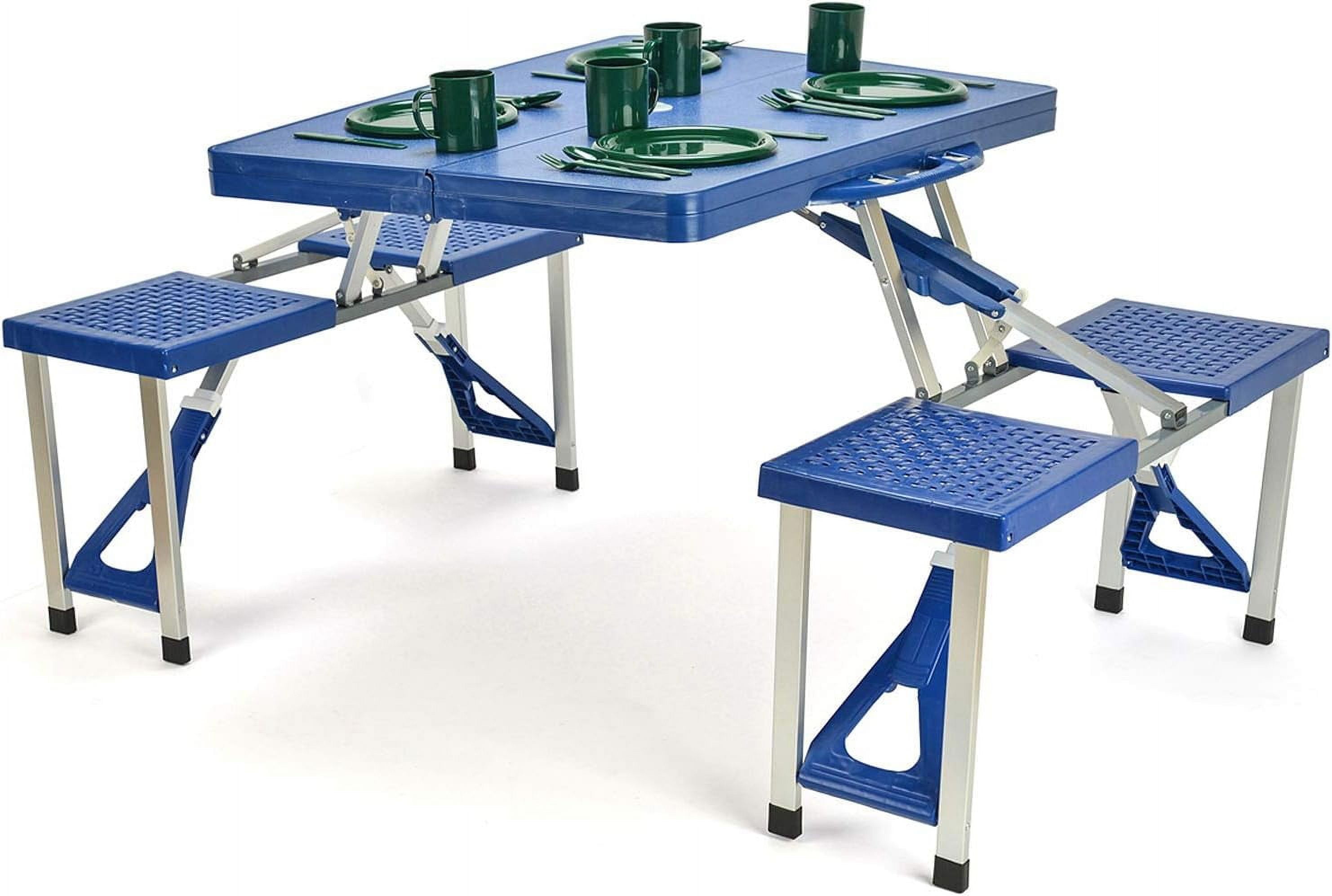 BIGTREE Picnic Table Folding Portable 4-Person Fold Up Travel Camping ...