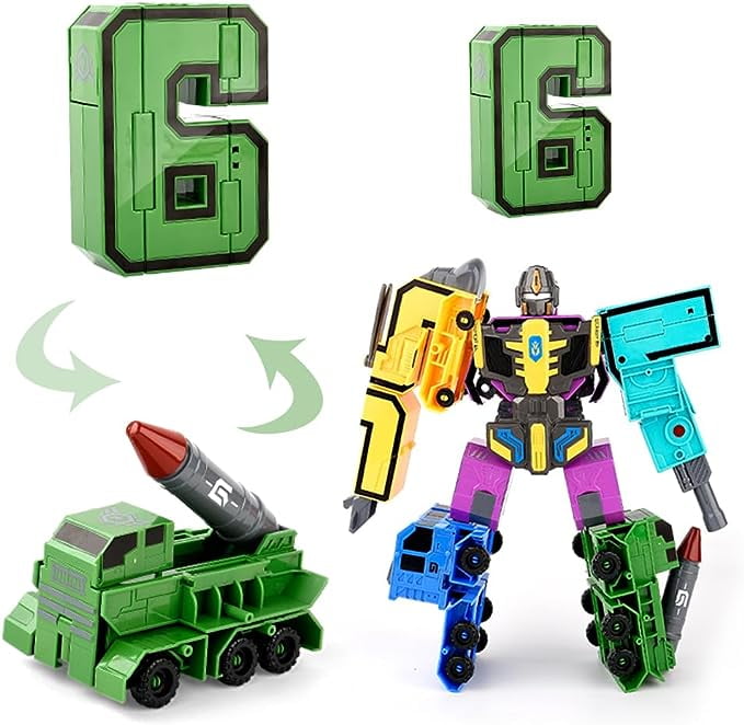 BIGUY Number Bots Math Toys for Kids, Number Robots Transforming Action ...