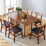 BIGWOO 7-Pcs Set Solid Wood Rectangle Dining Table and Chairs for ...