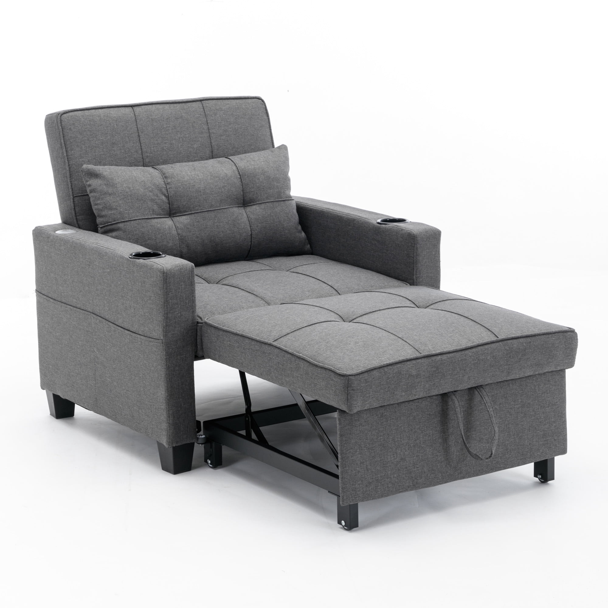 BIGWOO Pull Out Sleeper Chair Beds with USB Ports, Armchair Bed Sleeper ...