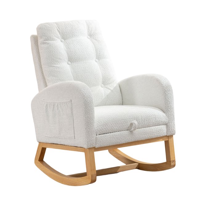 BIGWOO Rocking Chair with Footrest and Rubber Wood Rocking Legs,26.77"D ...