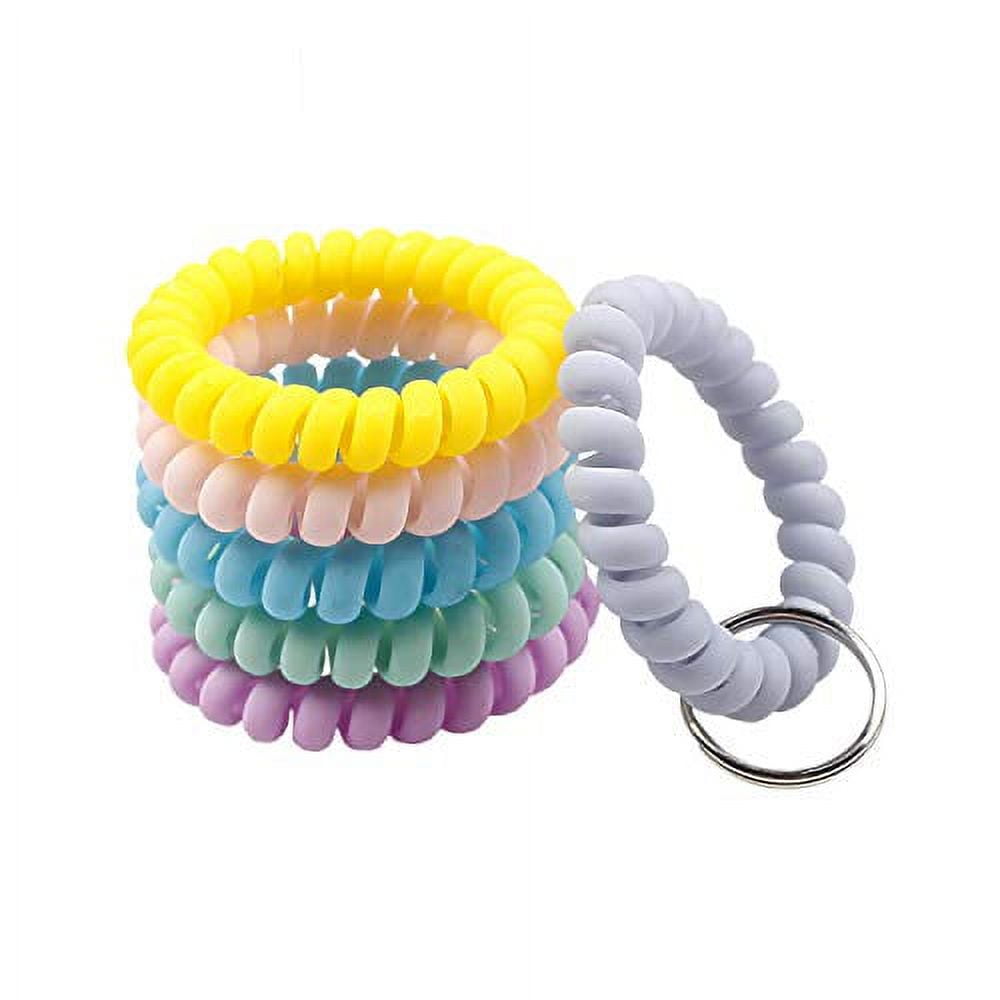 BIHRTC 6 Color Wrist Keychain Plastic Spring Flexible Spiral Wrist Coil ...