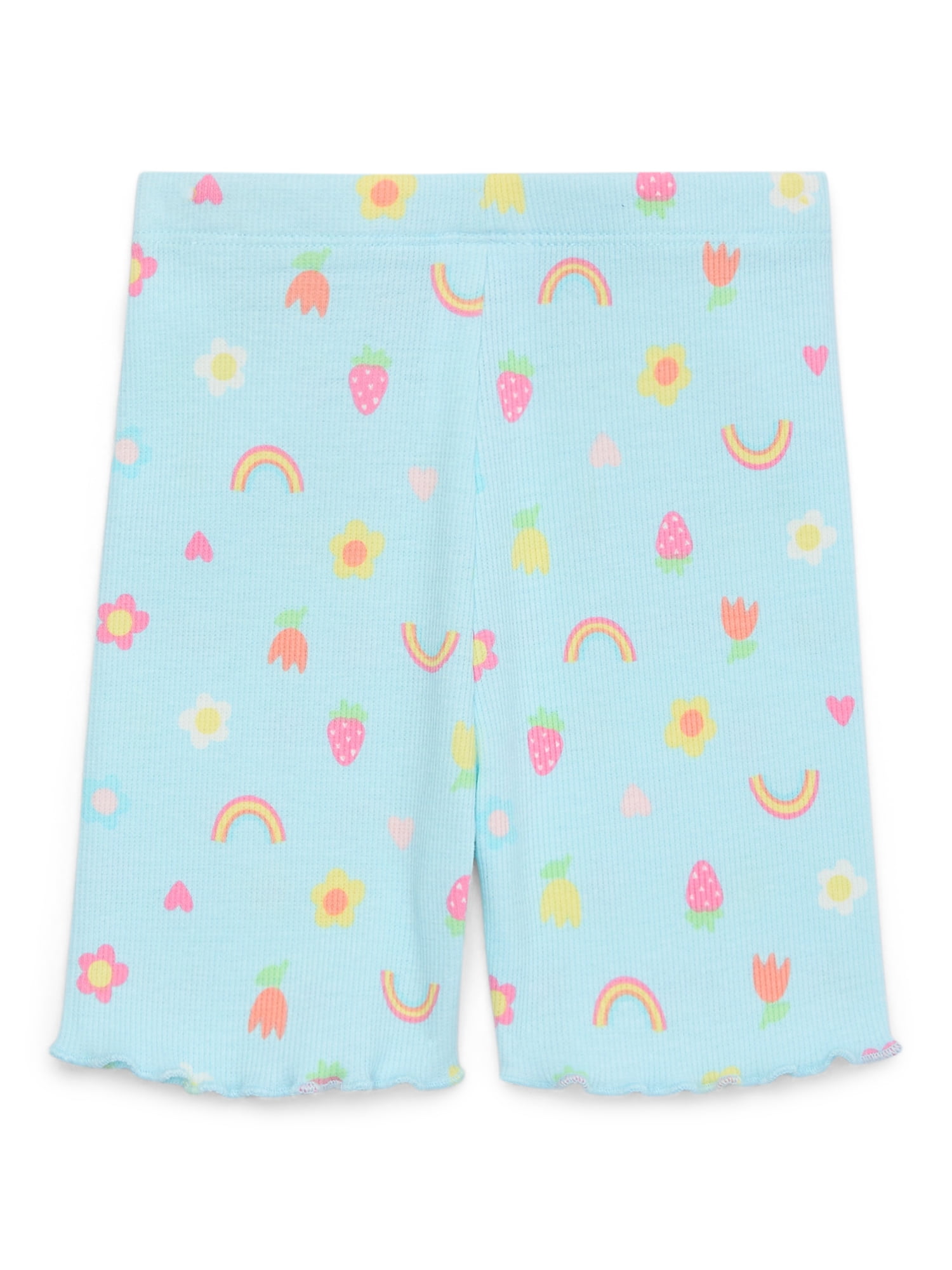 Garanimals Toddler Girl Printed Rib Biker Shorts with Lettuce Hem ...