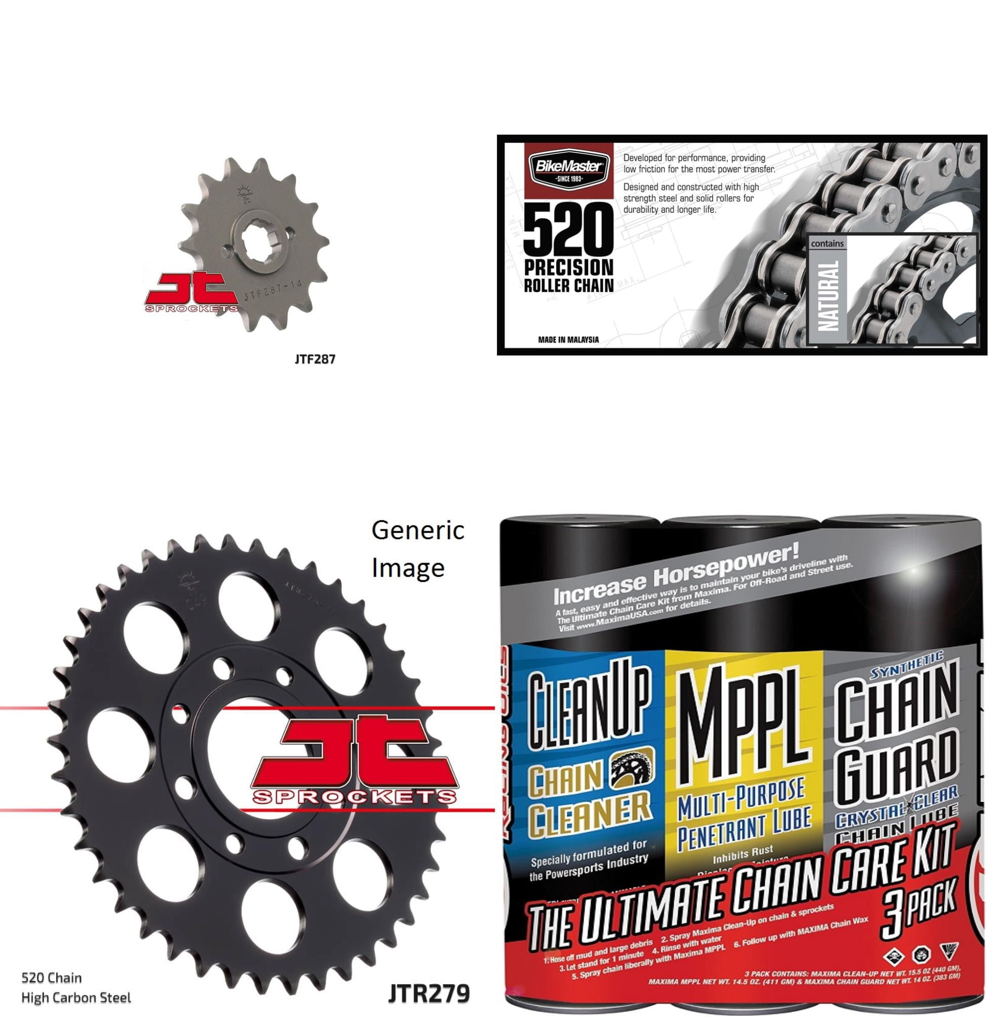 BIKEMASTER 520 Precision Roller Chain Natural with MAXIMA Wax, JT Front ...
