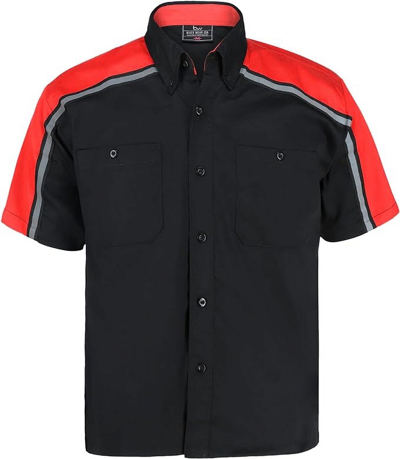 BIKER WEAR USA Men's Mechanical/Industrial Work Shirt with Reflective ...