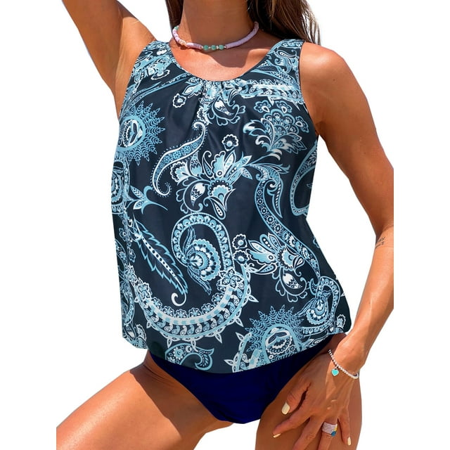 BIKINX Tankini Swimsuits for Women Plus Size Modest Swimwear Tummy ...