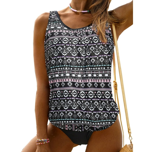 Bikinx Tankini Swimsuits For Women Plus Size Swimwear Tummy Control Two