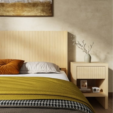 Wood King Size Headboard, 80.2" Wide, Modern Farmhouse, Fluted Panel ...