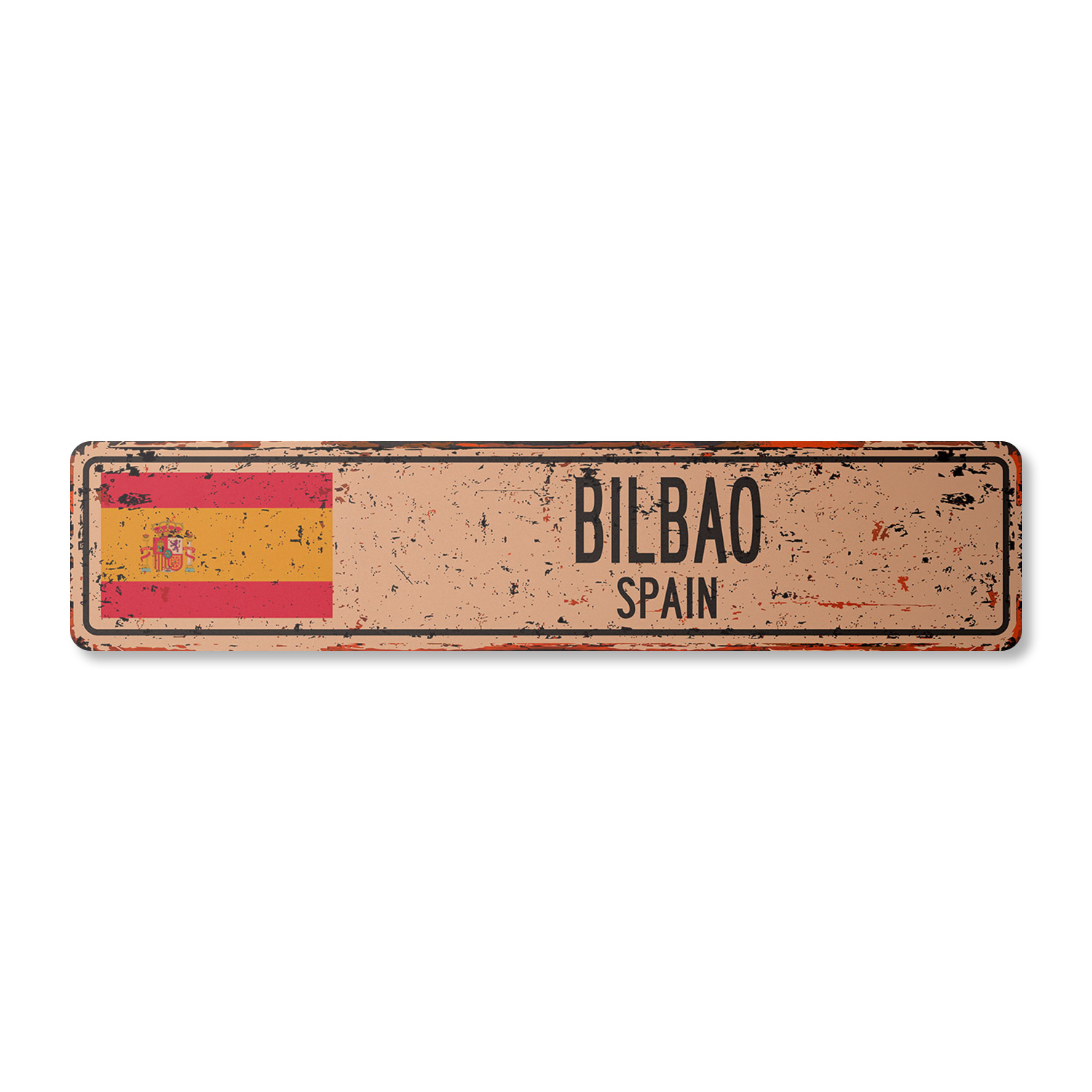 BILBAO SPAIN Vintage Plastic Street Sign Spaniard flag city country ...
