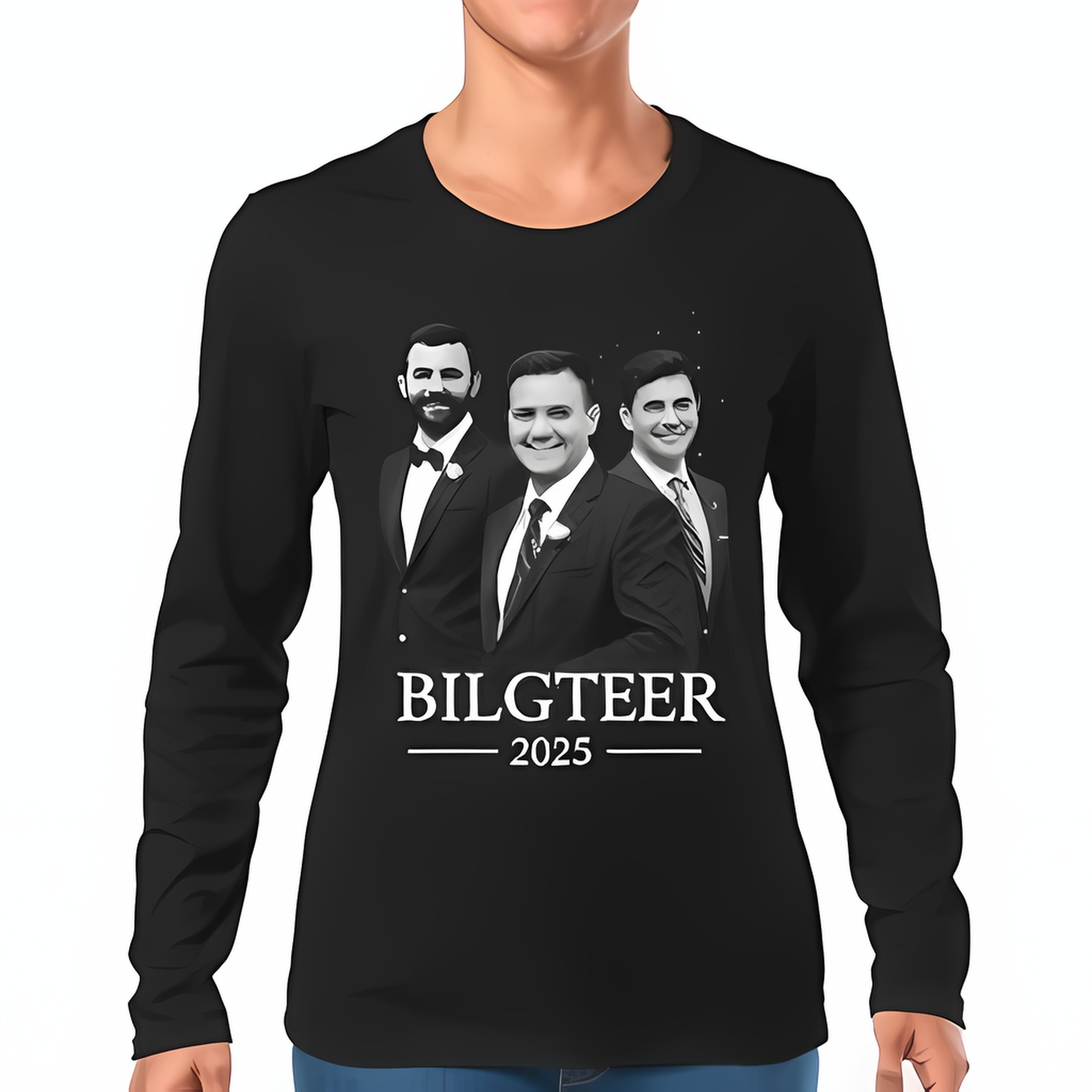 BILGTEER 2025 Long Sleeve T-Shirt - Black with Grayscale Graphic of ...