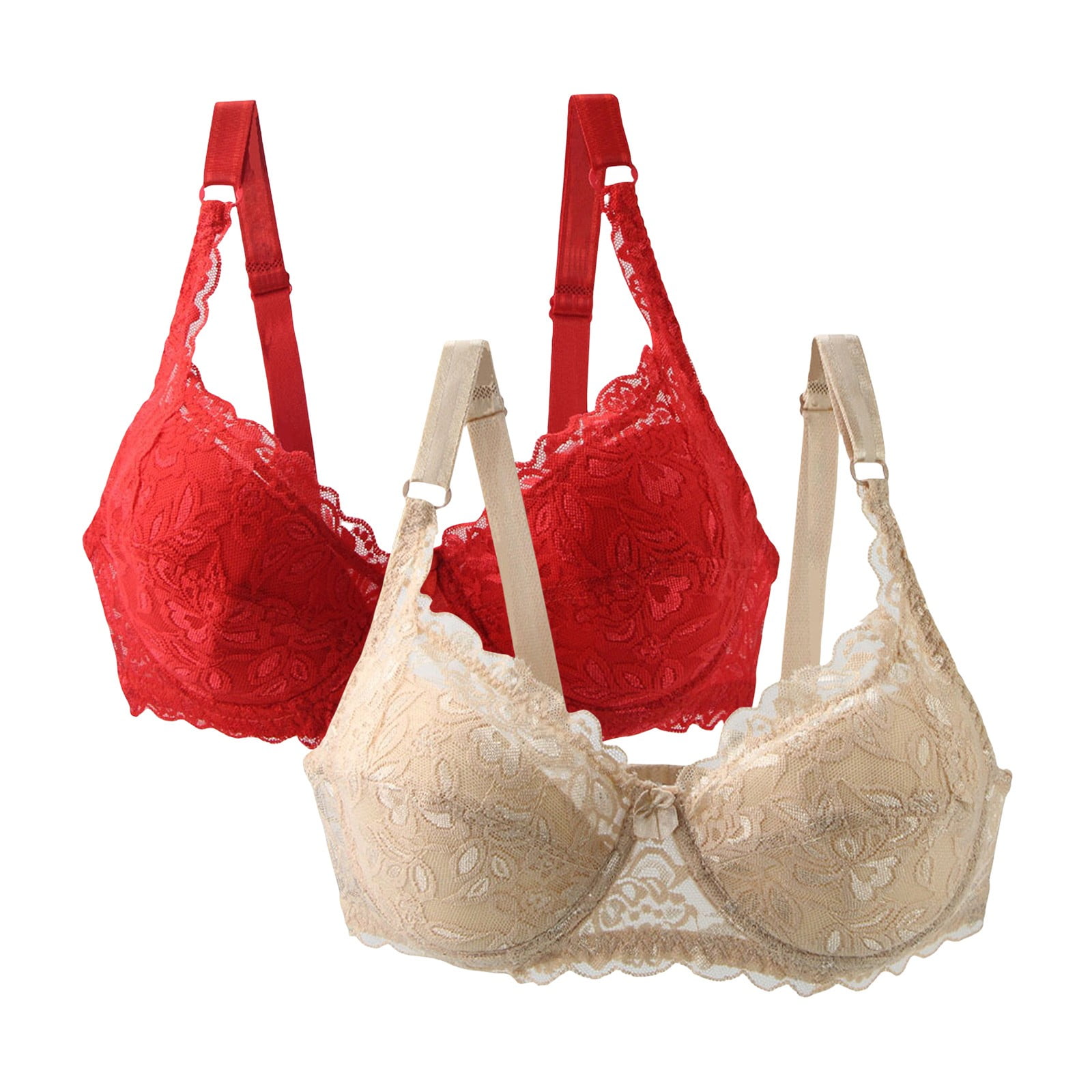 BILIKEYU Bras for Women - Women's Lace Plus Size Adjustable Shoulder Strap Underwire Bra 2PC (X ...