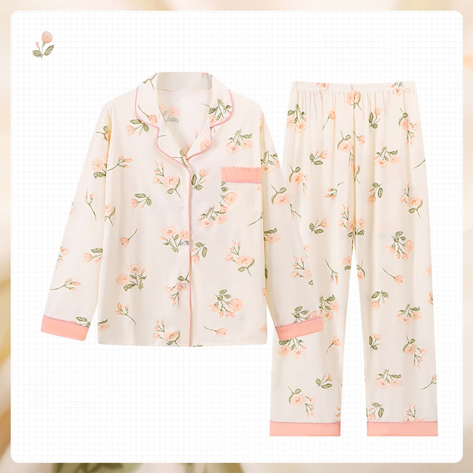 BILIKEYU Ladie's Temperament Loose Casual Cotton Long Sleeved Pajamas ...