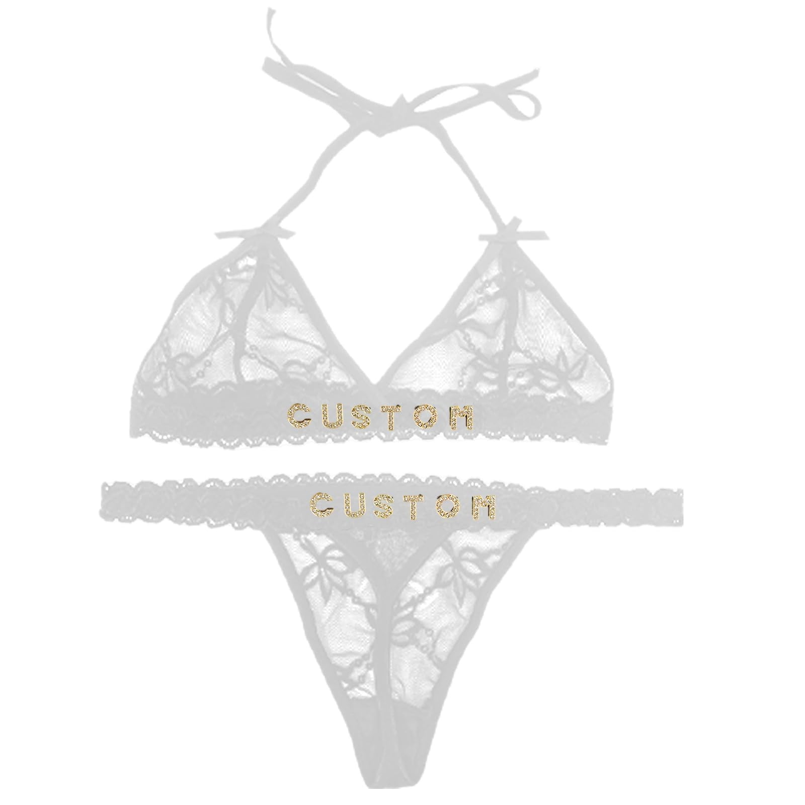 BILIKEYU Personalized Thong And Bra Set with Hand Sewn Names On It ...