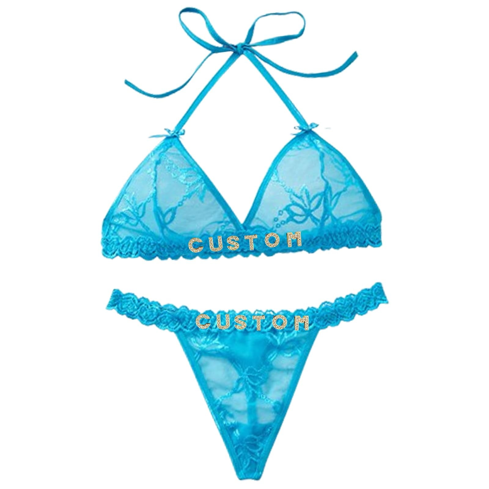 BILIKEYU Personalized Thong And Bra Set with Hand Sewn Names On It ...