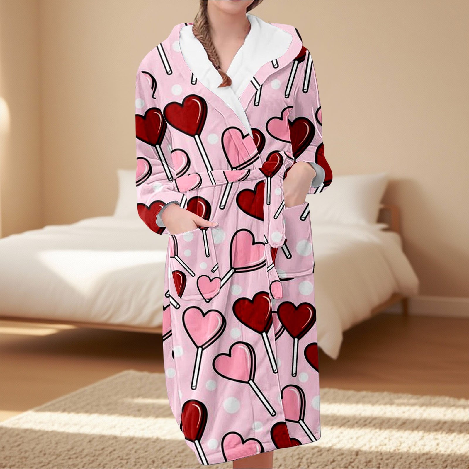 BILIKEYU Valentine's Day Plush Robe for Women Slim Fit Chic - Walmart.com