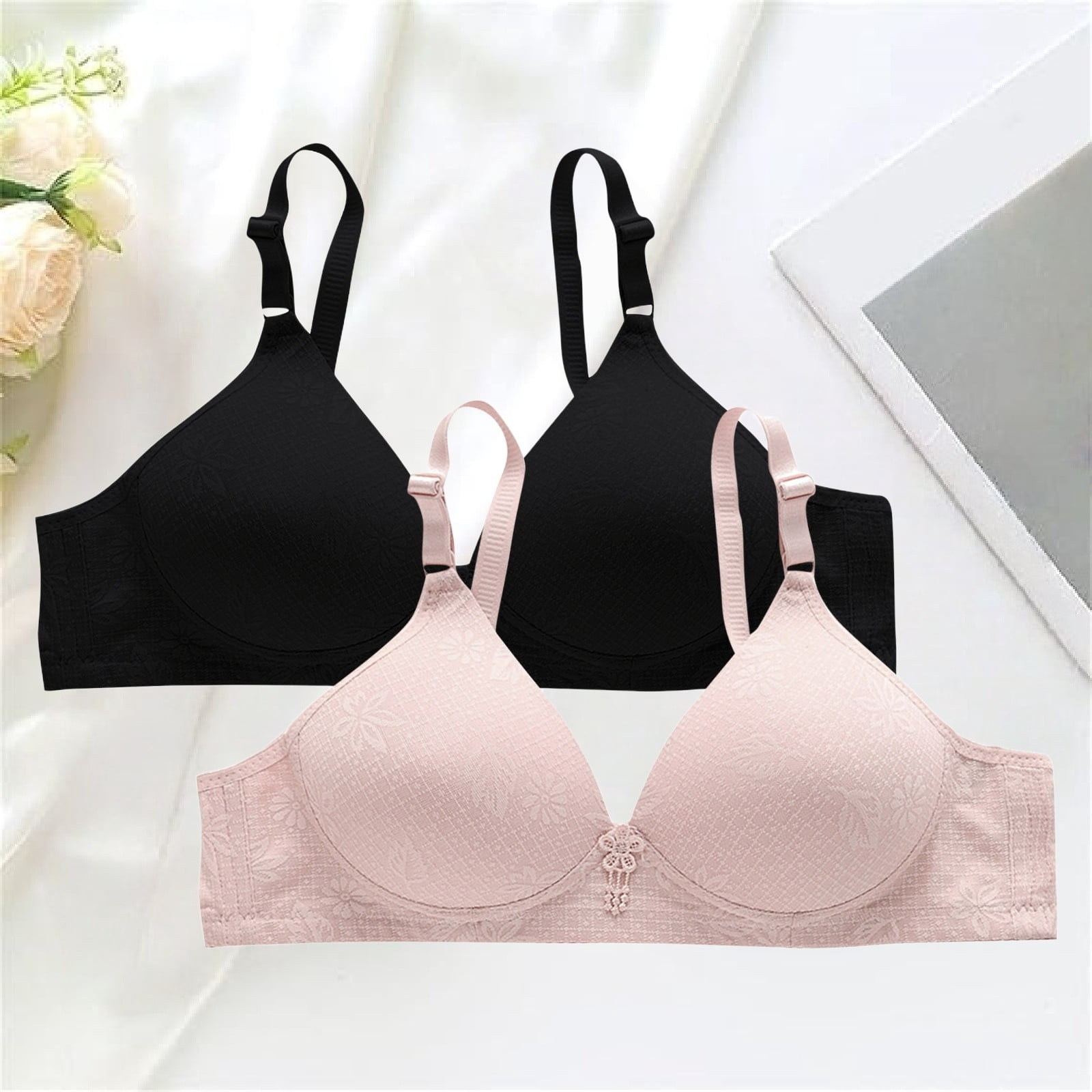 BILIKEYU Women's 2 Pack No Underwire Breathable Bras, Strapless Bras ...