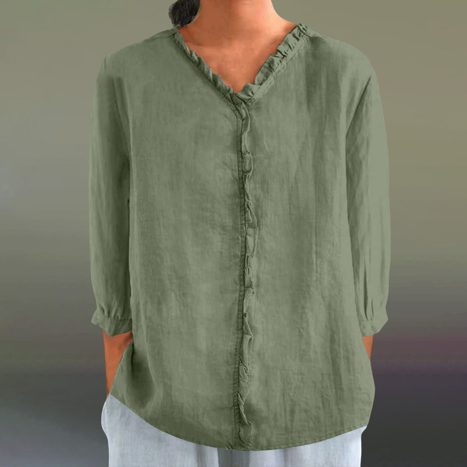 BILIKEYU Women's Autumn Lapel Solid Color Casual T Shirt, Casual Shirts ...