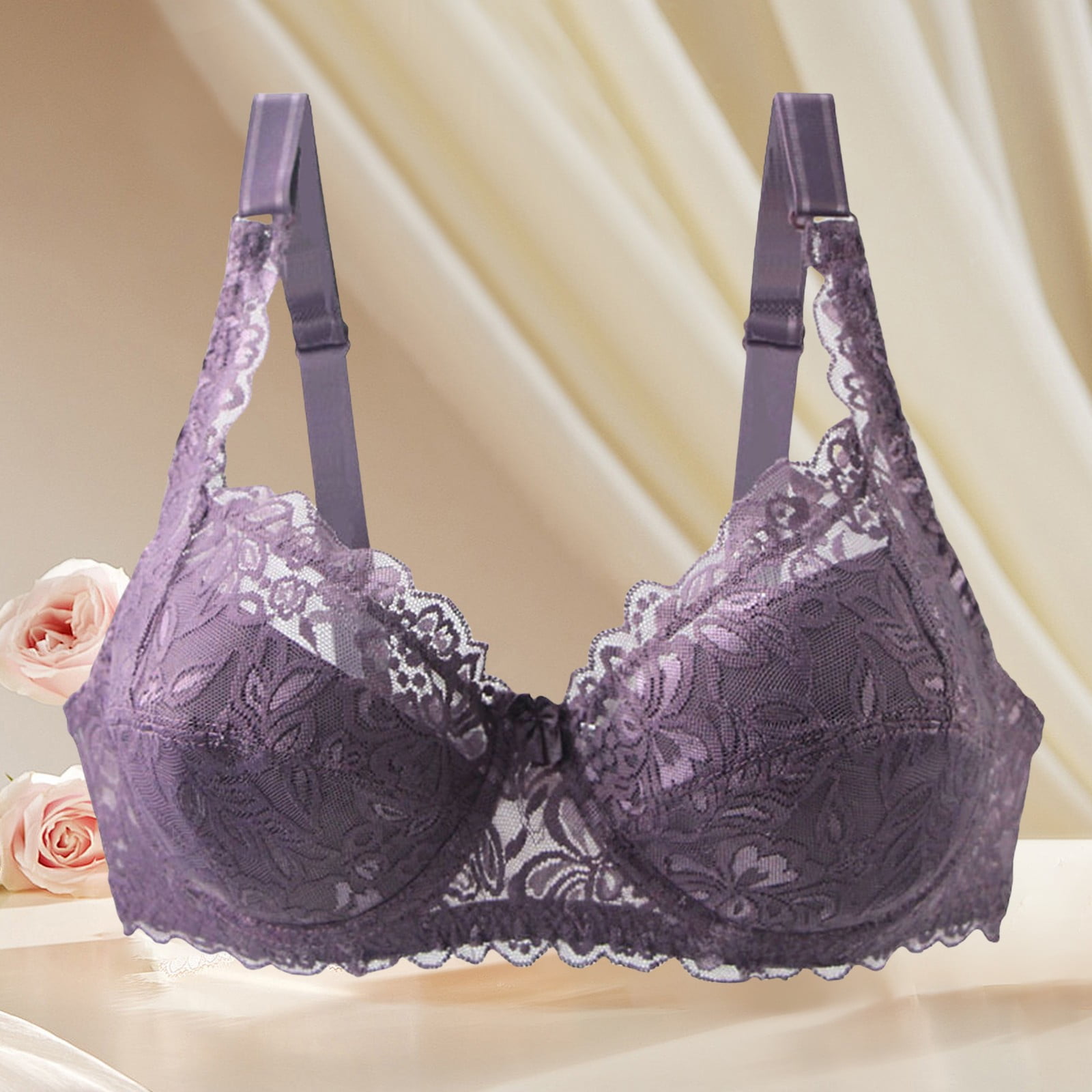 BILIKEYU Women's Casual Fashion Large Size Thin Sponge Lace Bra, Bras ...