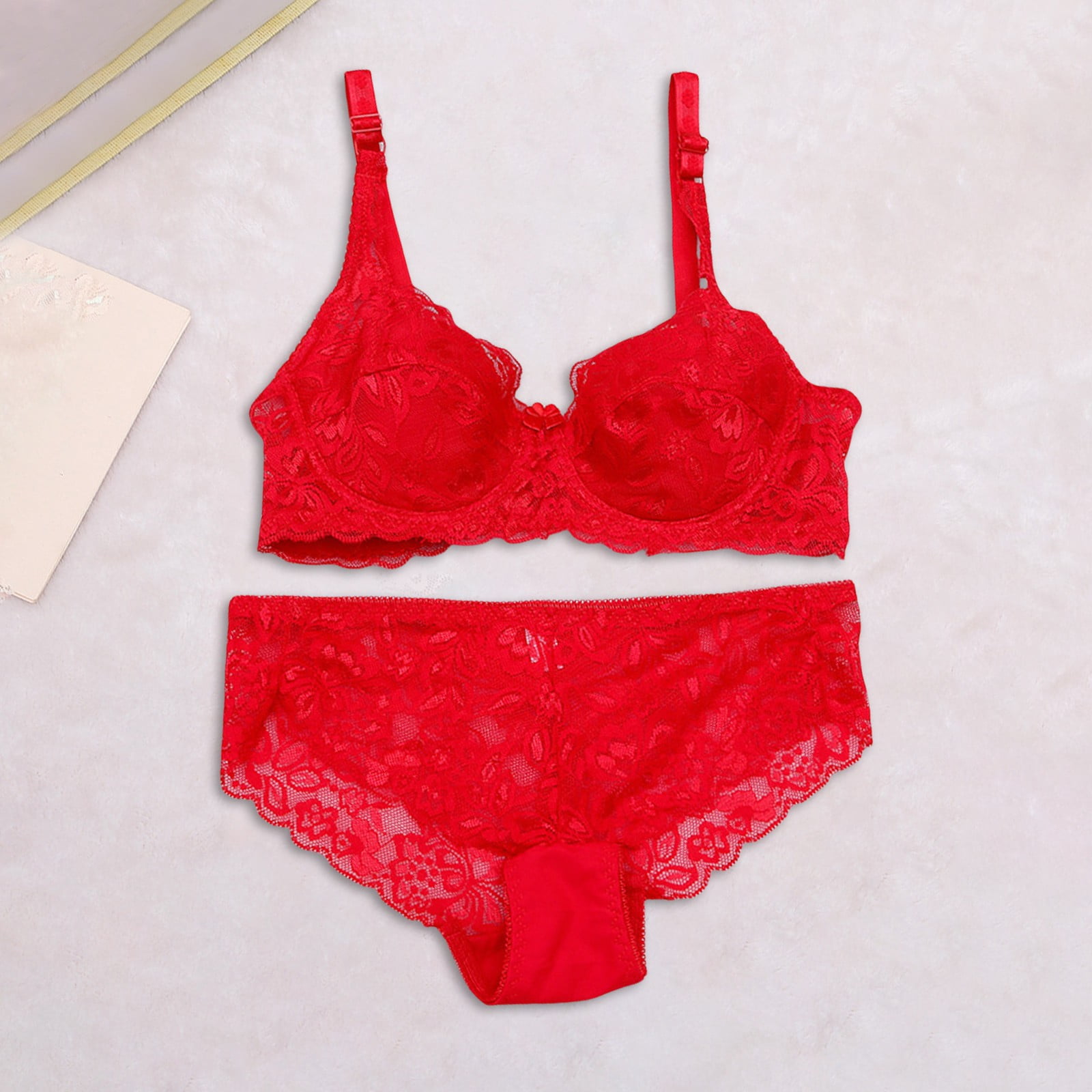 BILIKEYU Women's Comfor table Embroidery Lace Bra and Panty Set Plus ...