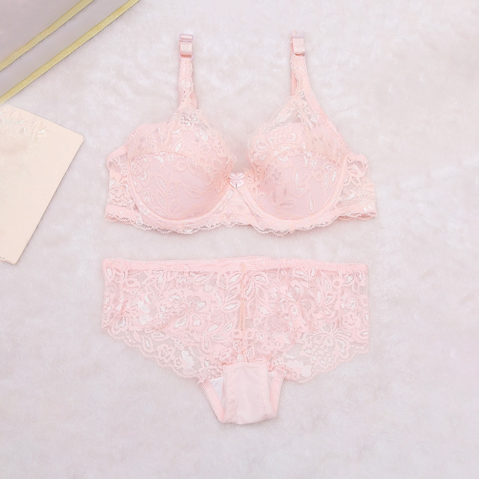 BILIKEYU Women's Comfor table Embroidery Lace Bra and Panty Set Plus ...