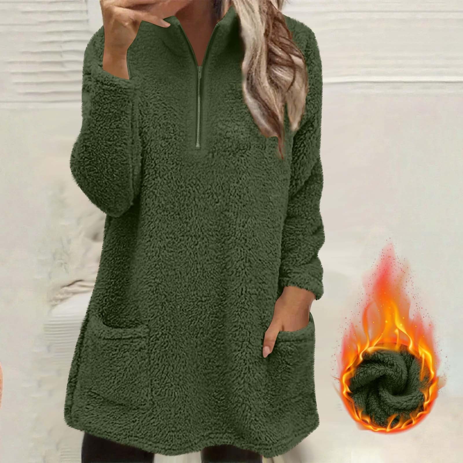BILIKEYU Women's Fall Fashion Fuzzy Fleece Pullover Sweatshirt, Women ...