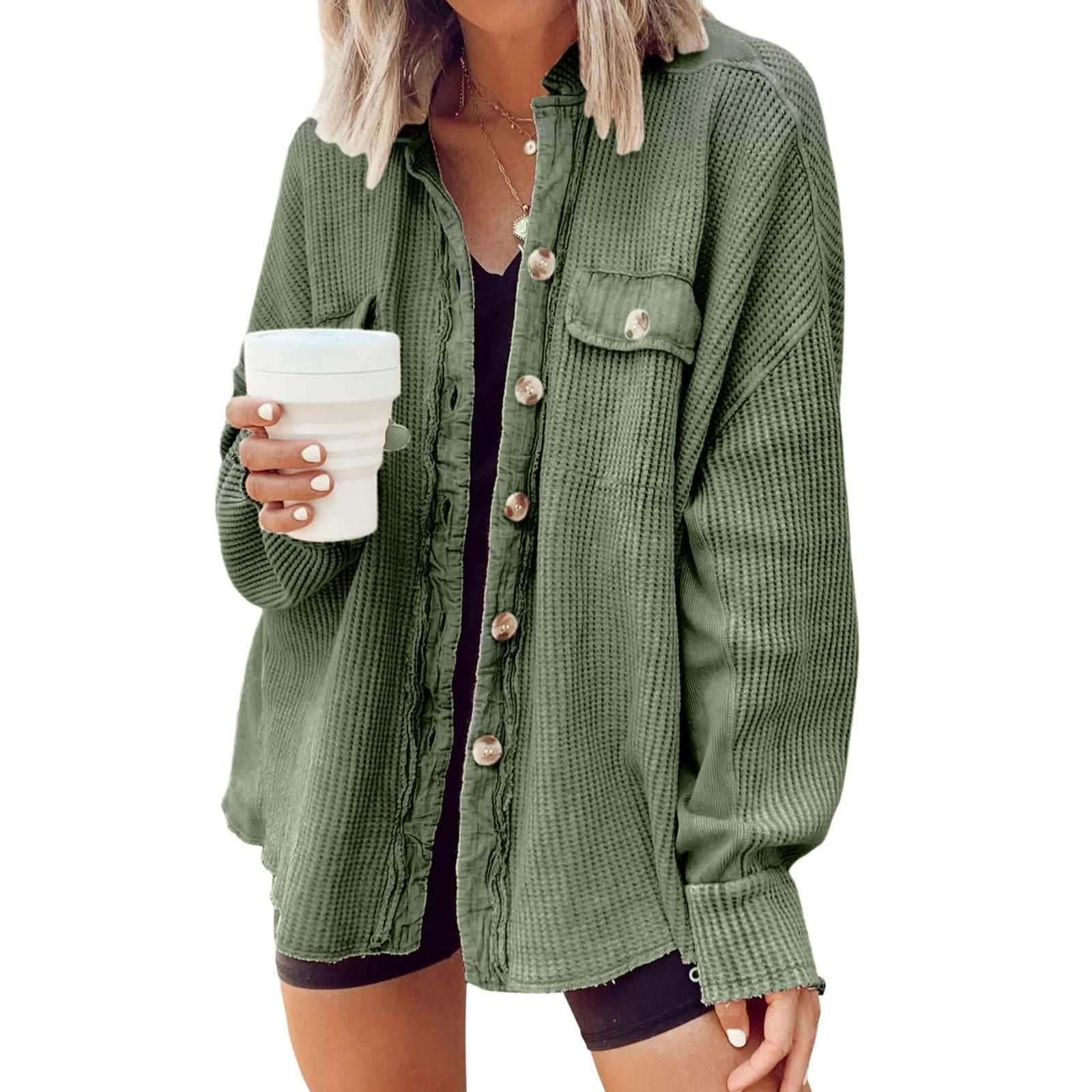 BILIKEYU Women's Fall Shacket Corduroy Long Sleeve Jacket, Women Fall ...
