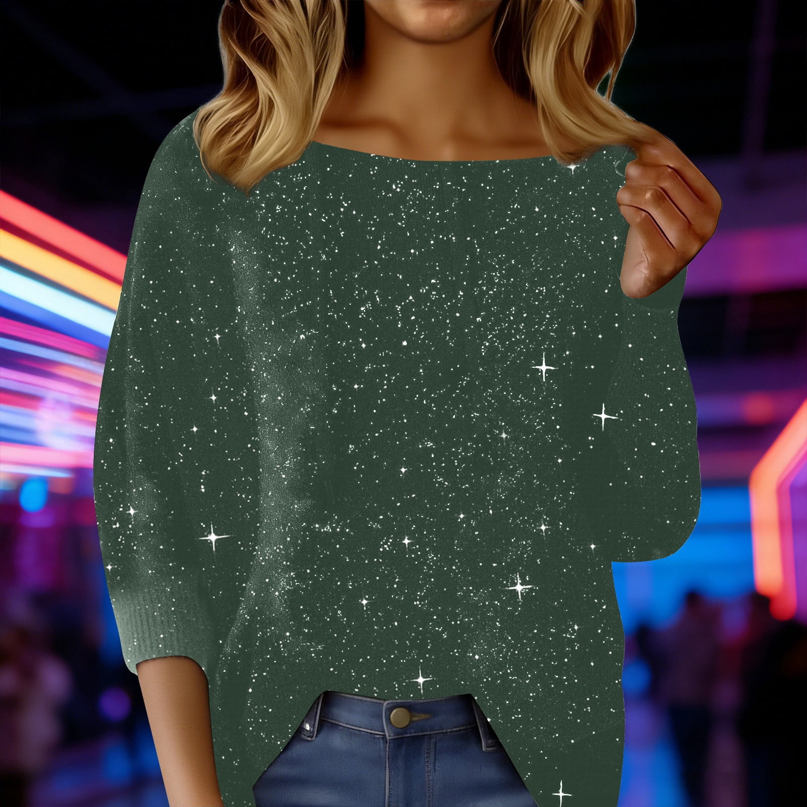 BILIKEYU Women's Glitter Sequin Strip Warm Sweater, Sequin Sweaters For ...