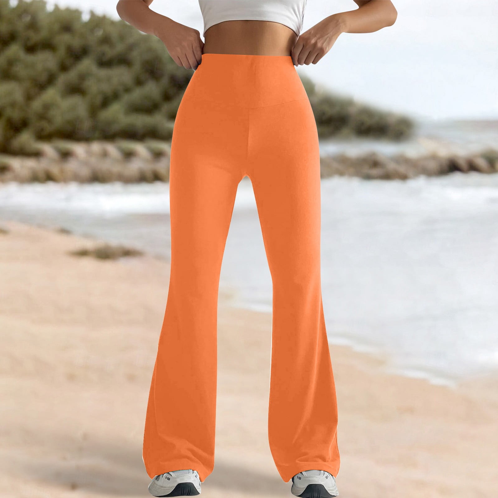 BILIKEYU Women's High Waist Solid Flared Yoga Pants Trousers, Yoga ...