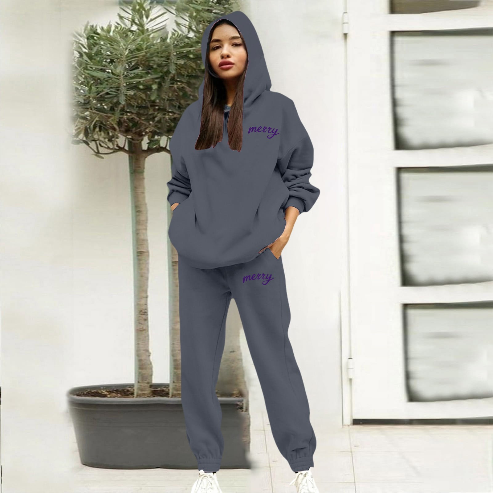 BILIKEYU Women's Hoodie Two Piece Set Sweatsuits, Sweatsuits Women 2 ...