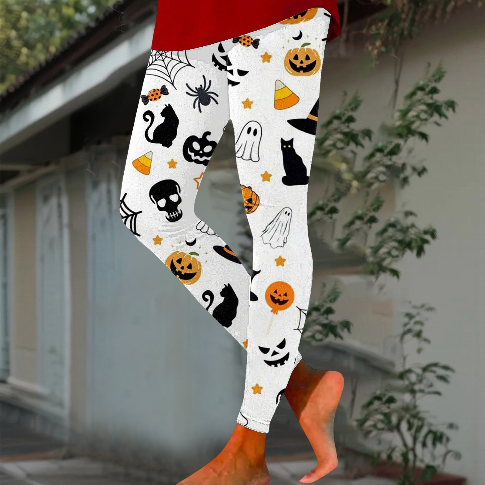 BILIKEYU Women's Stretchy Pumpkin Printed High Waisted Yoga Pant ...