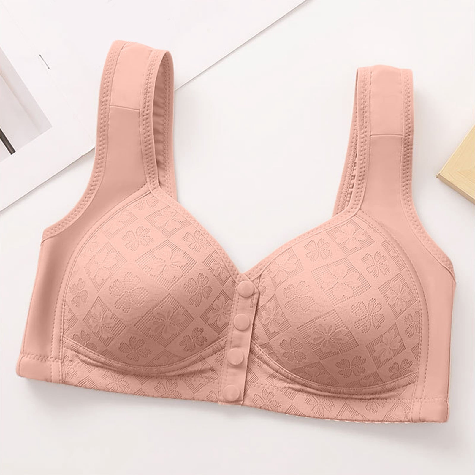 BILIKEYU Women's Thin No Wire Back Fitting Plus Size Bra, Plus Size ...