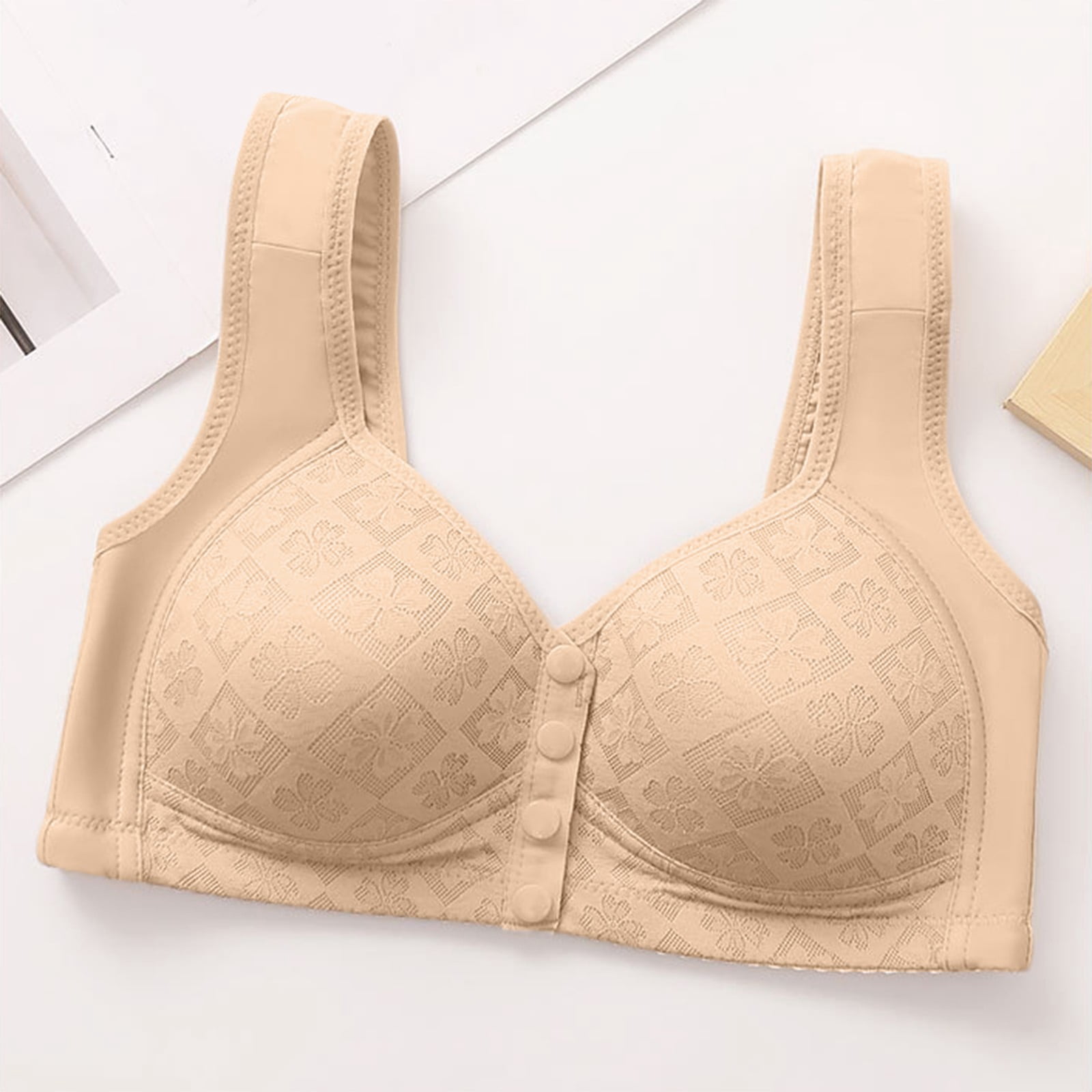 BILIKEYU Women's Thin No Wire Back Fitting Plus Size Bra, Plus Size ...