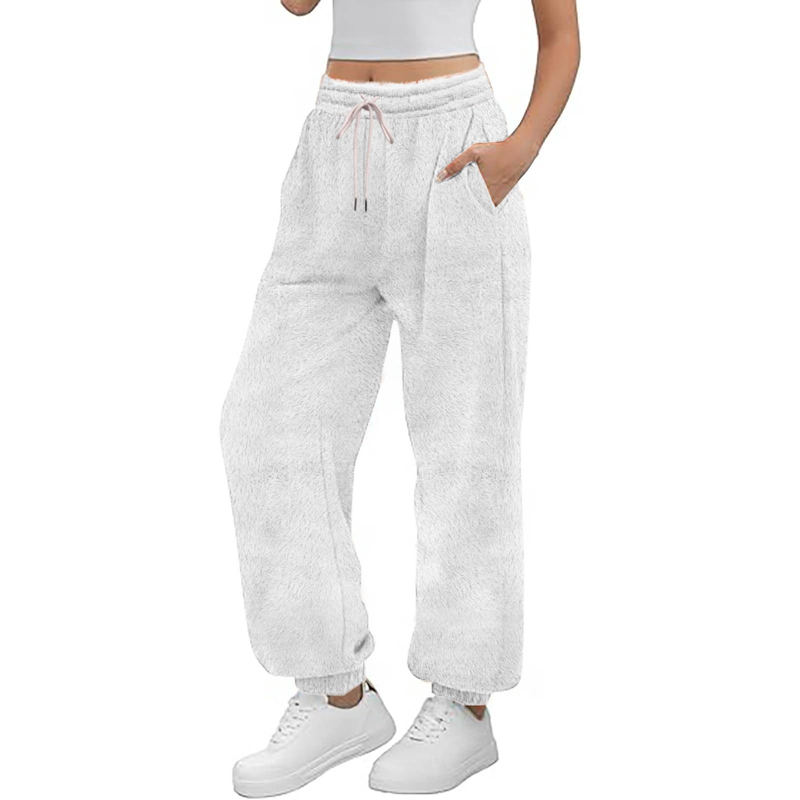 BILIKEYU Women's Winter Fleece Warm High Waisted Plush Joggers, Women's ...