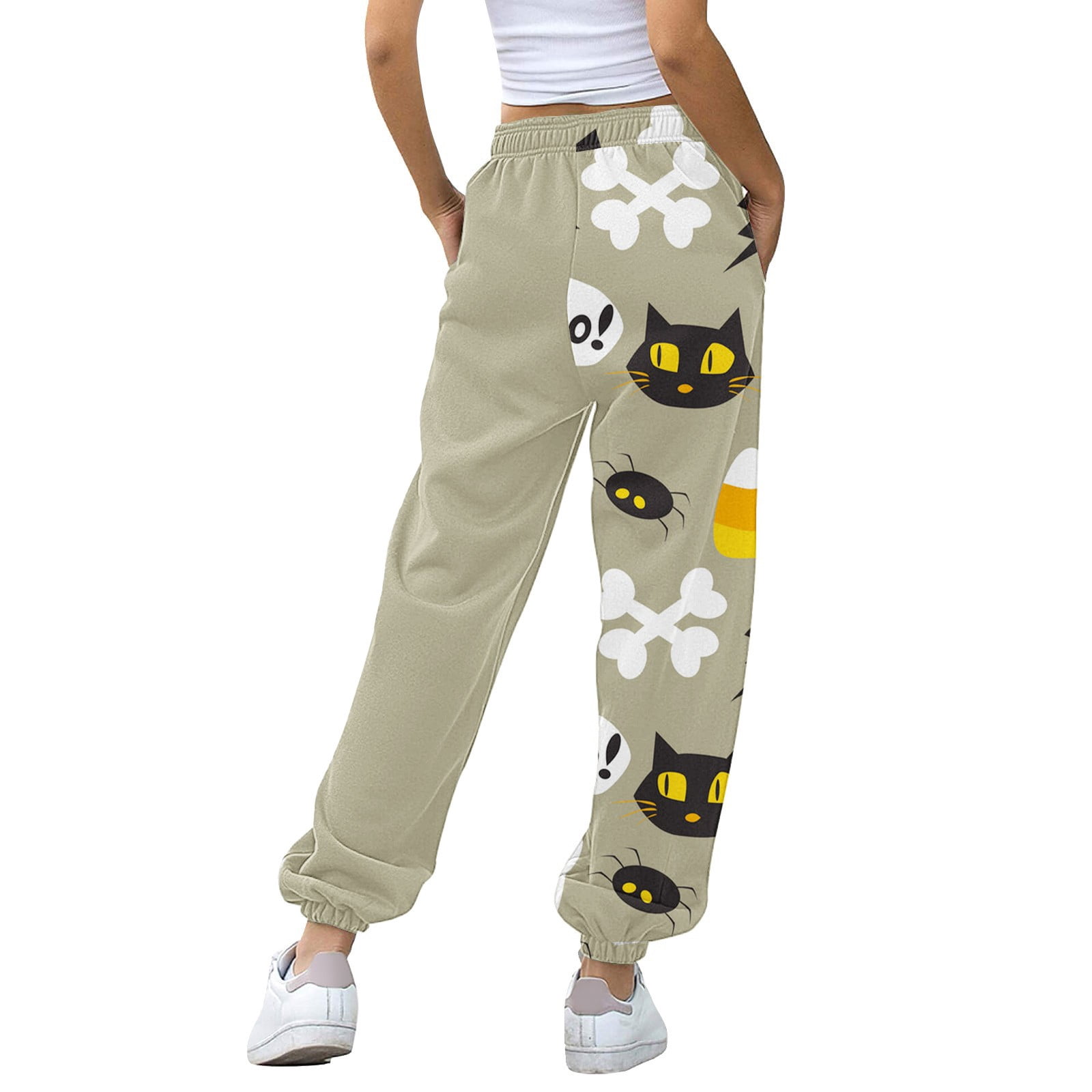 BILIKEYU Womens Halloween Elastic Waist Back Pocket Side Pockets Sport ...