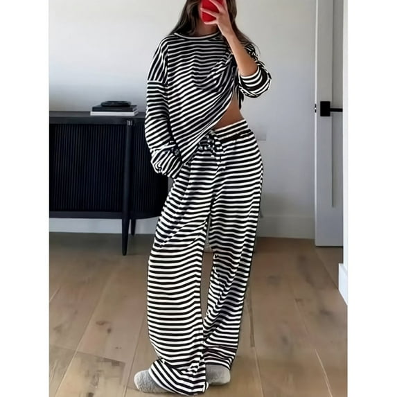 BILIKEYU Womens Striped Two Piece Outfits Matching Sweatsuit ...