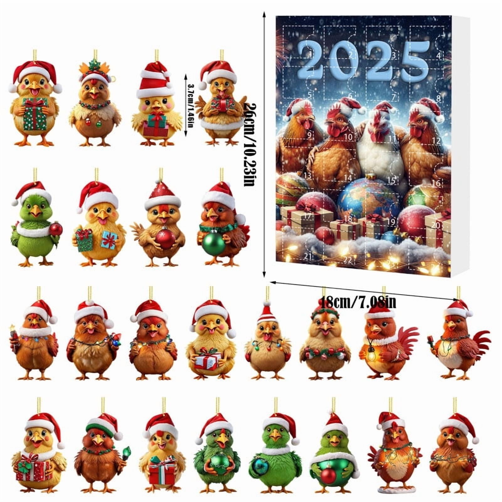 BILINGM Advent Countdown Calendar Chicken Ornaments 24 Day Of Vacation ...