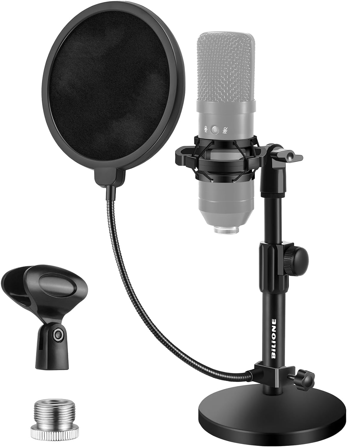 BILIONE Upgraded Desktop Microphone Stand, Adjustable Mic Stand Desk ...