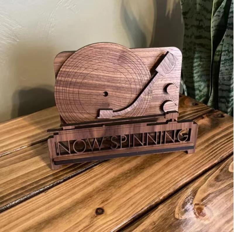 BILLCOS Now Spinning Vinyl Record Holder, Wood Records Storage Stands ...