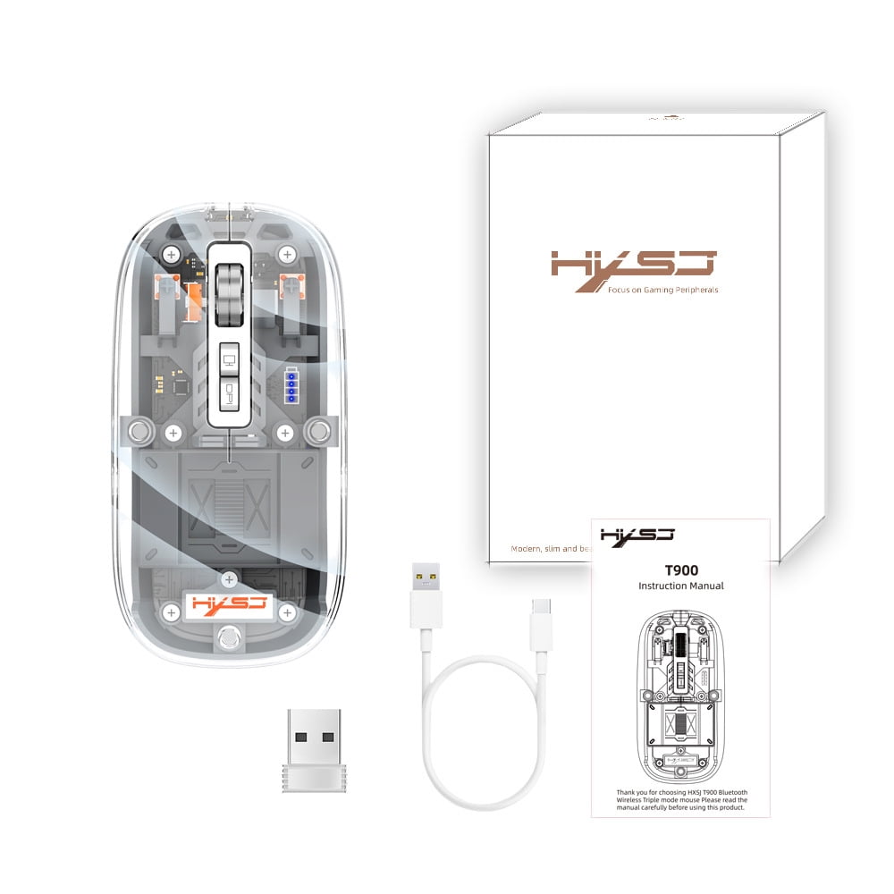 BILLCOS Transparent Wireless Mouse 2.4GHz, Rechargeable Mouse with ...