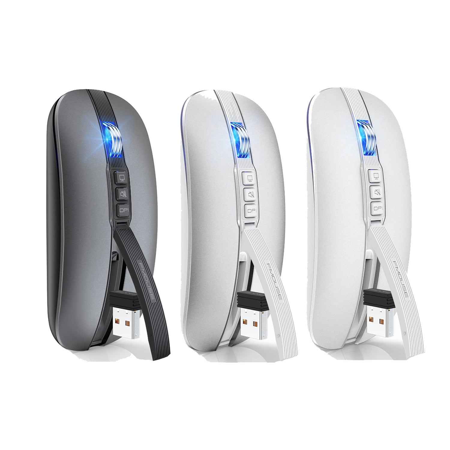 BILLCOS Wireless Mouse, 2.4G Slim Portable Computer Mouse with USB ...