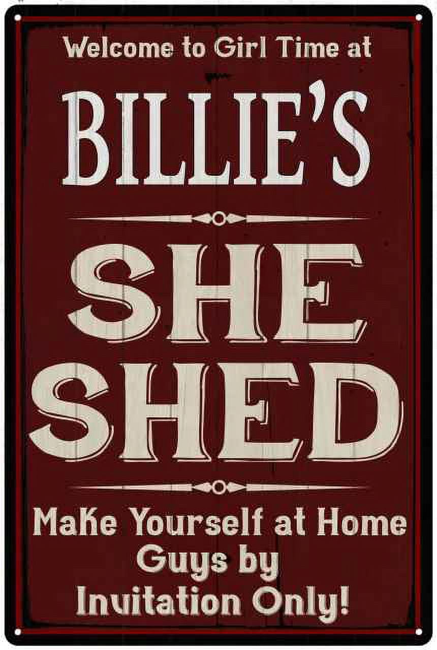 BILLIE'S She Shed Red Sign Lady Cave 8 x 12 High Gloss Metal ...