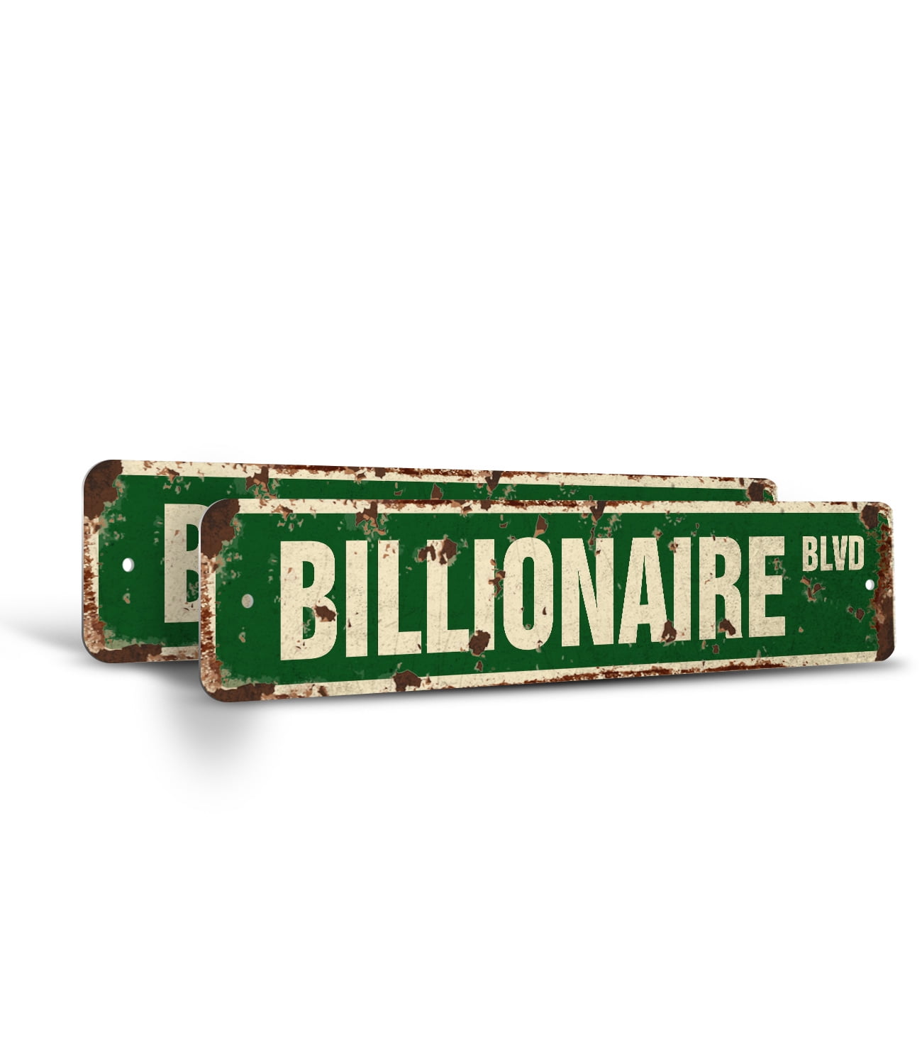 BILLIONAIRE Vintage Style Rustic Street Sign – (2 Pack) Millionaire ...