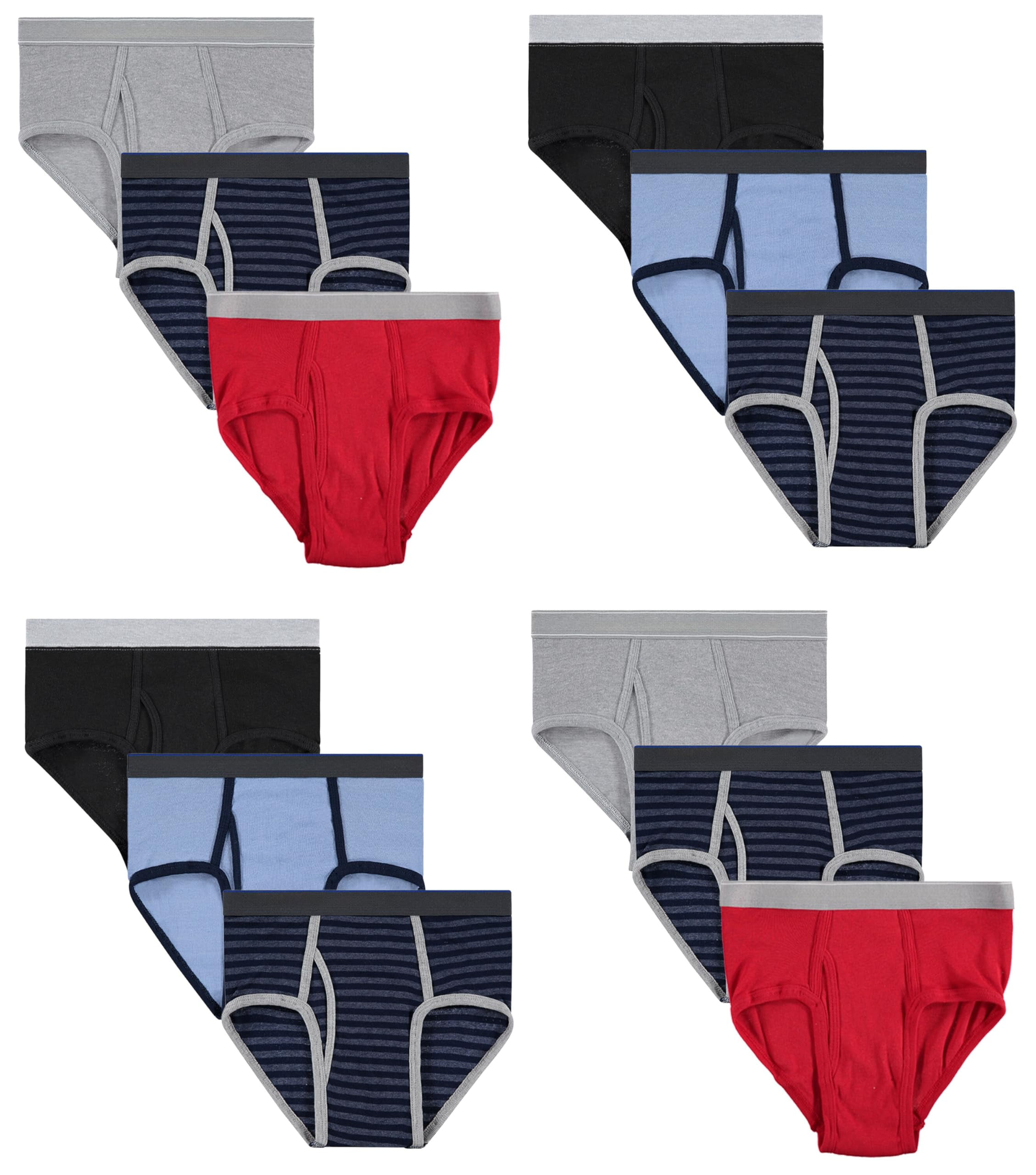 BILLIONHATS 12 Pack Boys Cotton Underwear Briefs, Assorted Colors ...