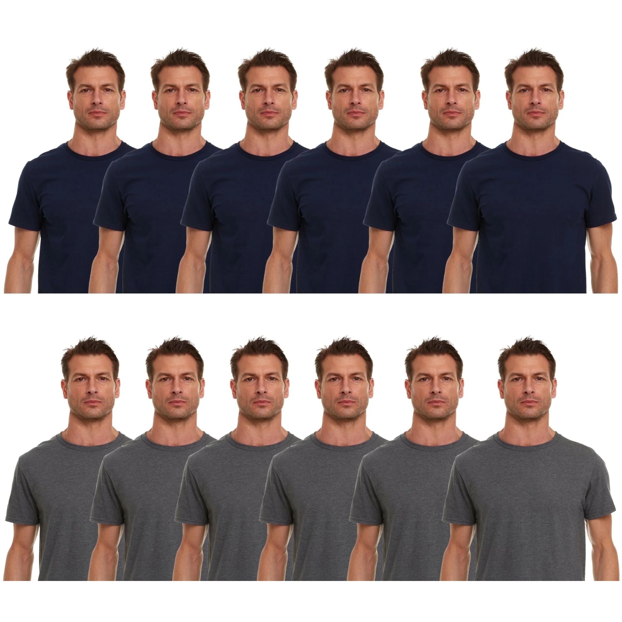 BILLIONHATS 12 Pack Men's Solid Colors Cotton T-Shirts Short Sleeve ...