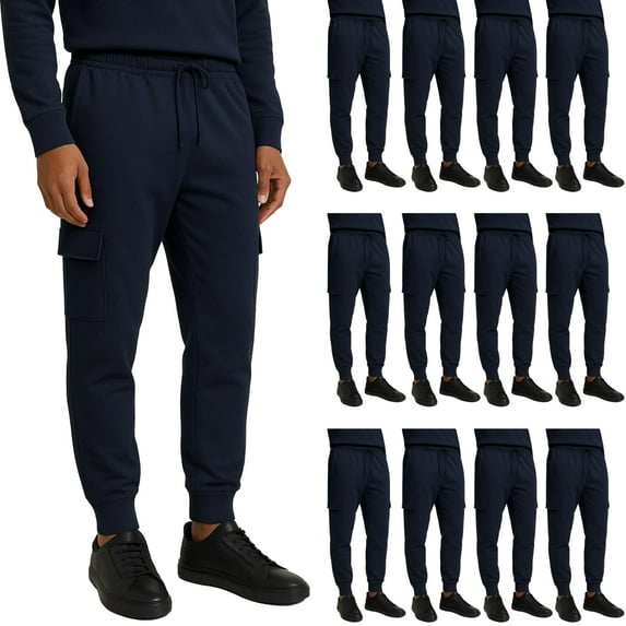BILLIONHATS 12 Pack Mens Cargo Jogger Sweatpants, Assorted Colors ...