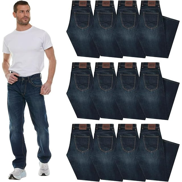 12 Pack Mens Wholesale Jeans Pants, Classic Fit Relaxed Bulk Denim for ...