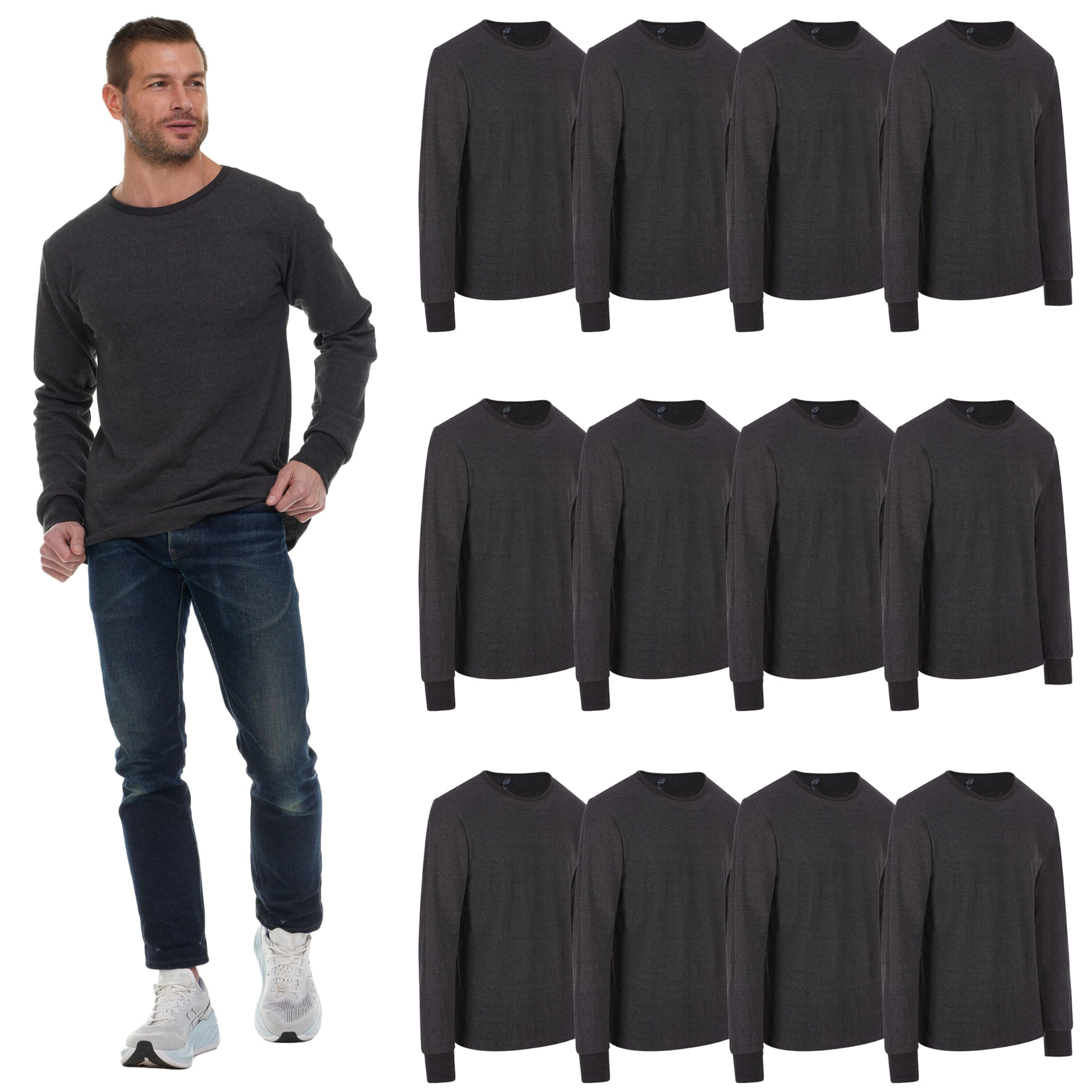 Billionhats 12 Pack Thermal Shirts For Men Base Layer Tops Bulk