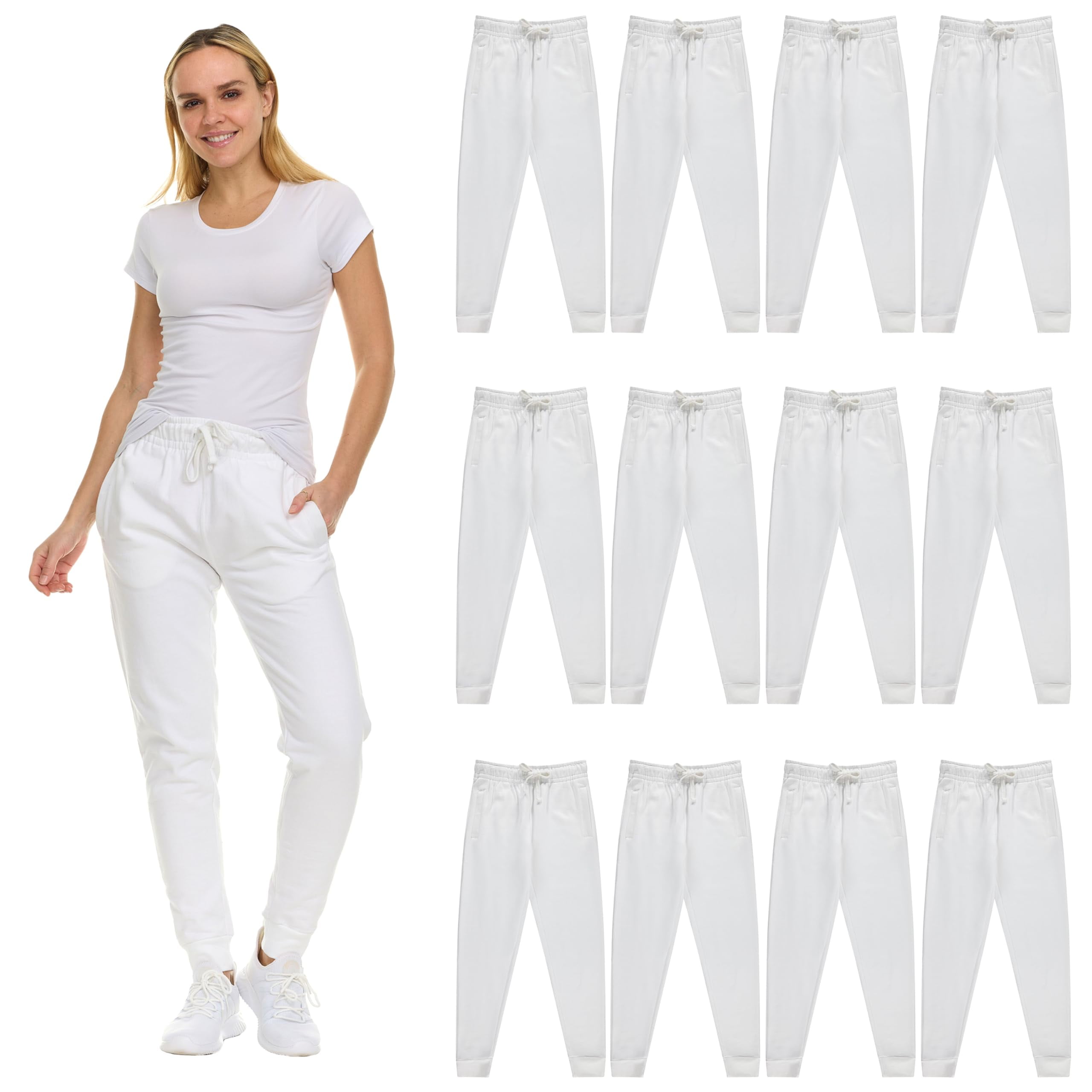 BILLIONHATS 12 Pack of Wholesale Womens Jogger Sweatpants, Bulk Comfy ...