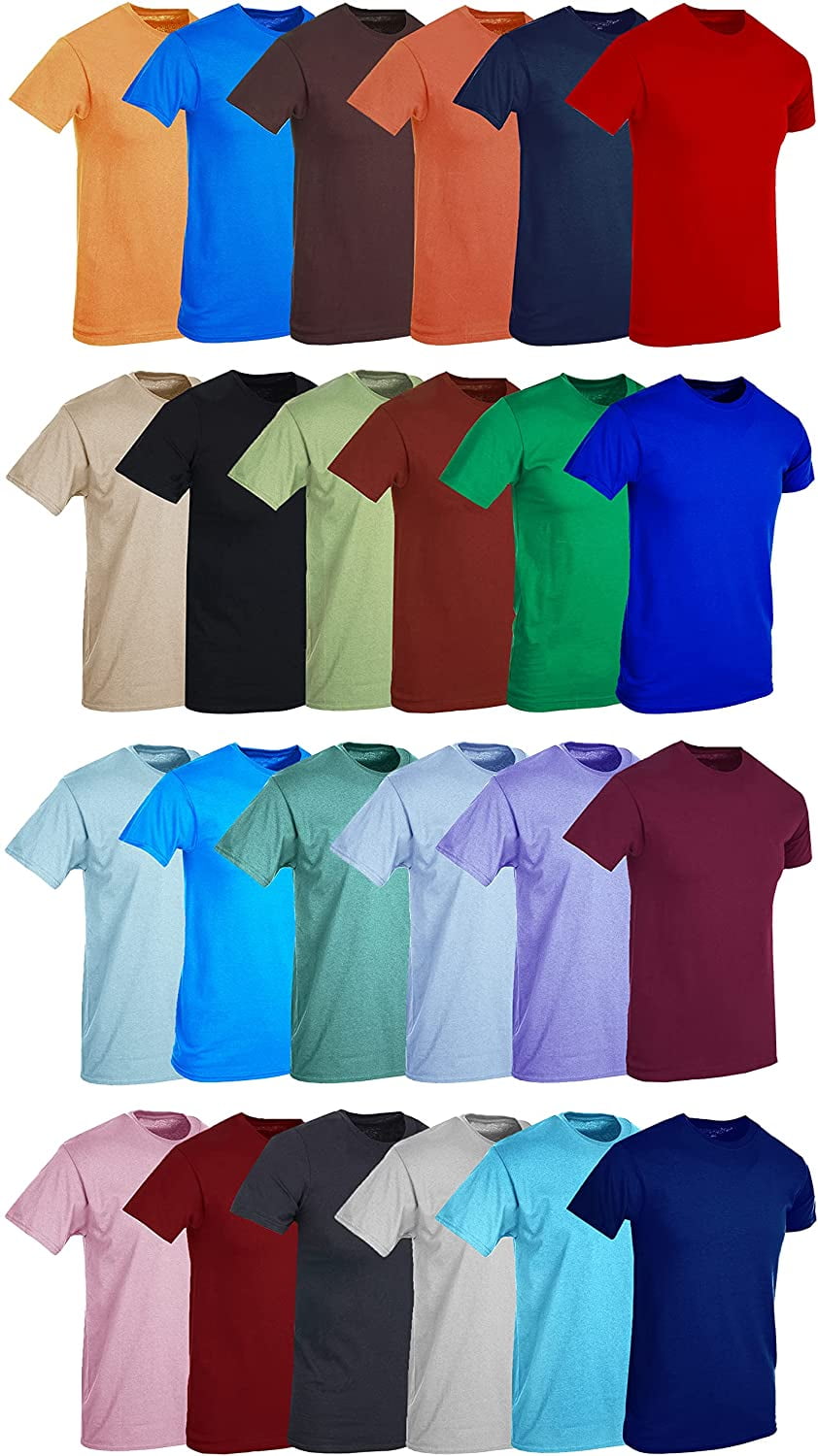 SOCKS NBULK 24 Pack Mens Cotton Short Sleeve Lightweight T Shirts Bulk Crew Tees for Guys Mixed Bright Colors Bulk Pack Medium